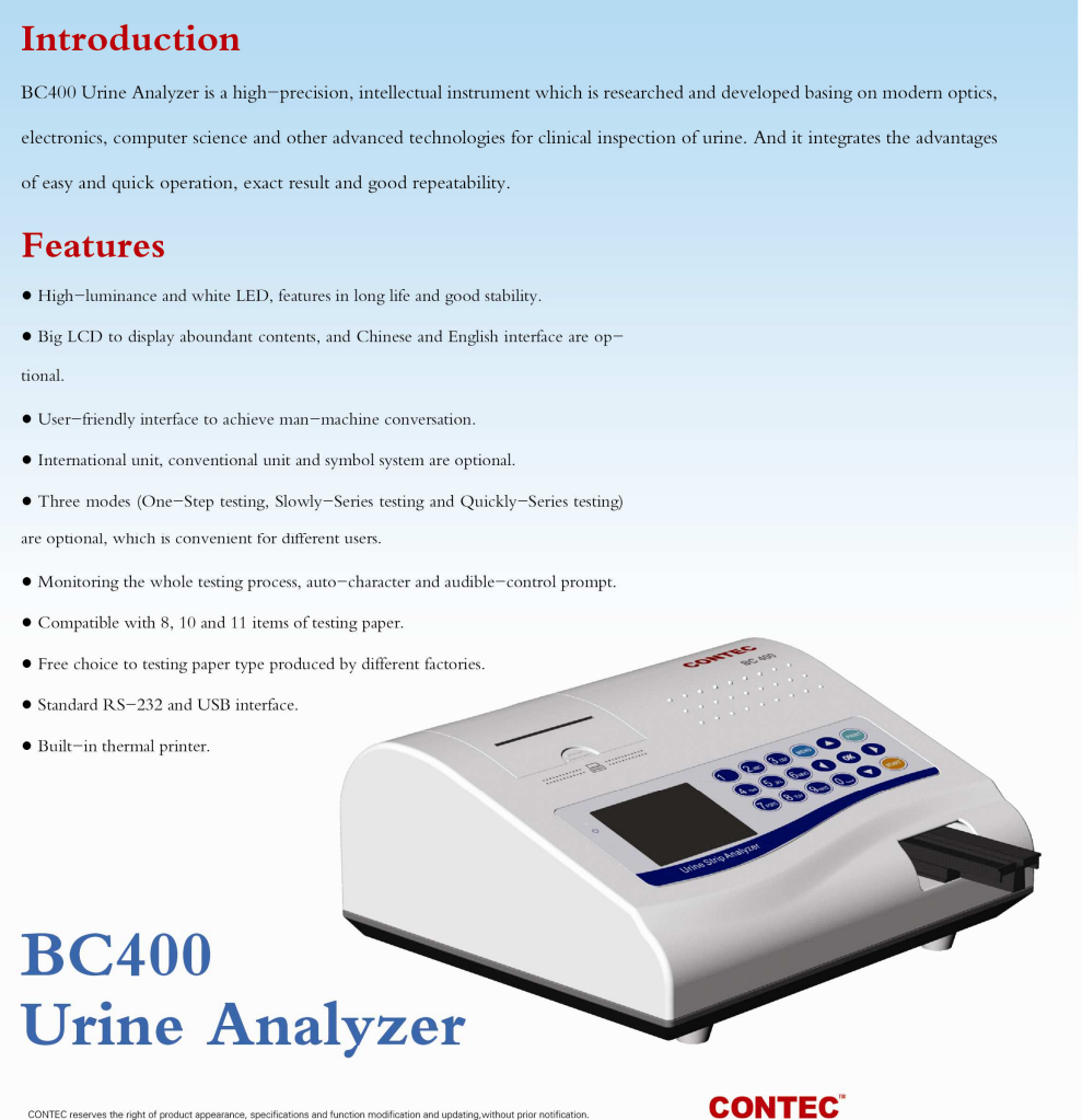 Urologist Clinical Urine Analyzer up to 11 Parameters - MOCC